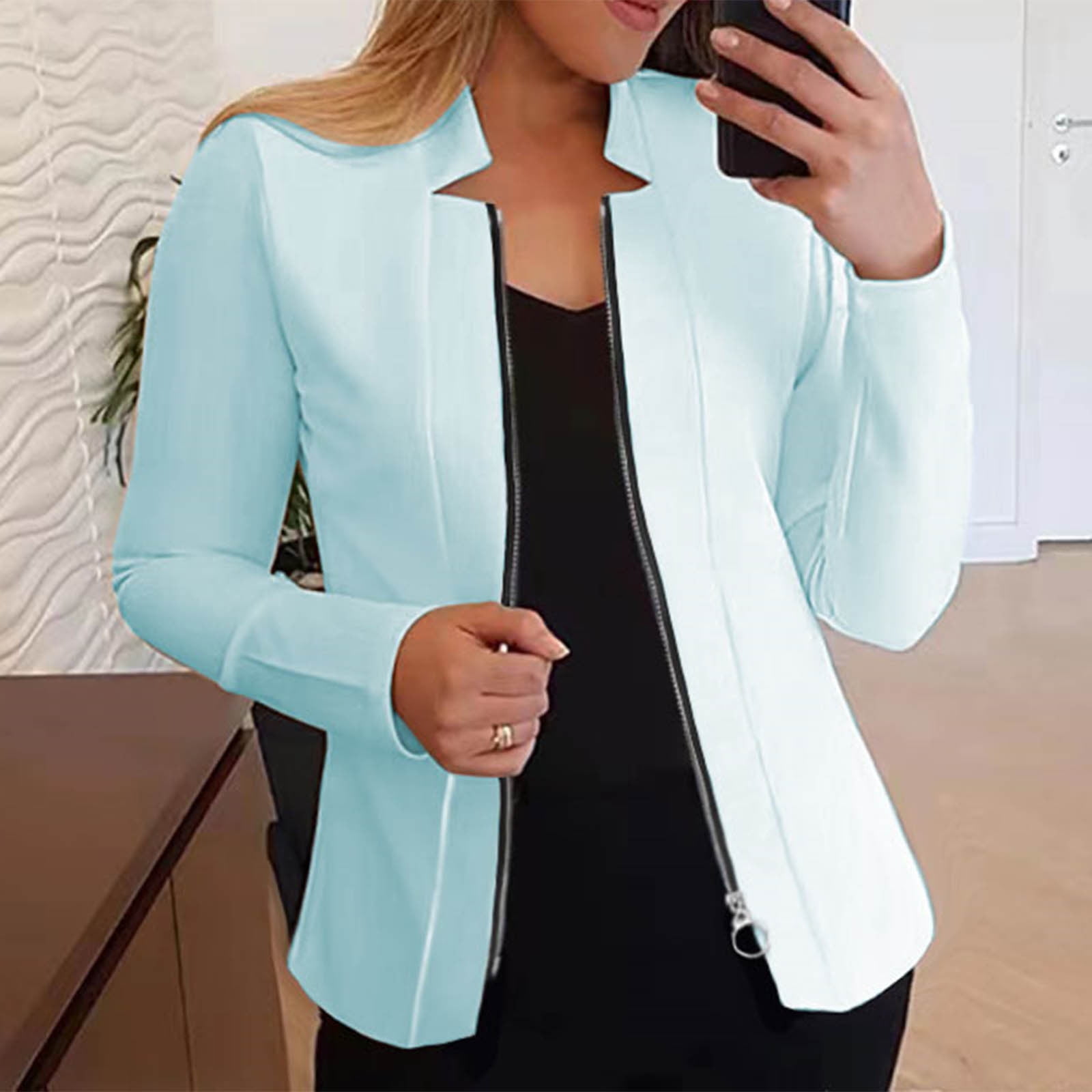Frostluinai Womens Casual Blazers Full Zip Open Front Blazer Jackets ...