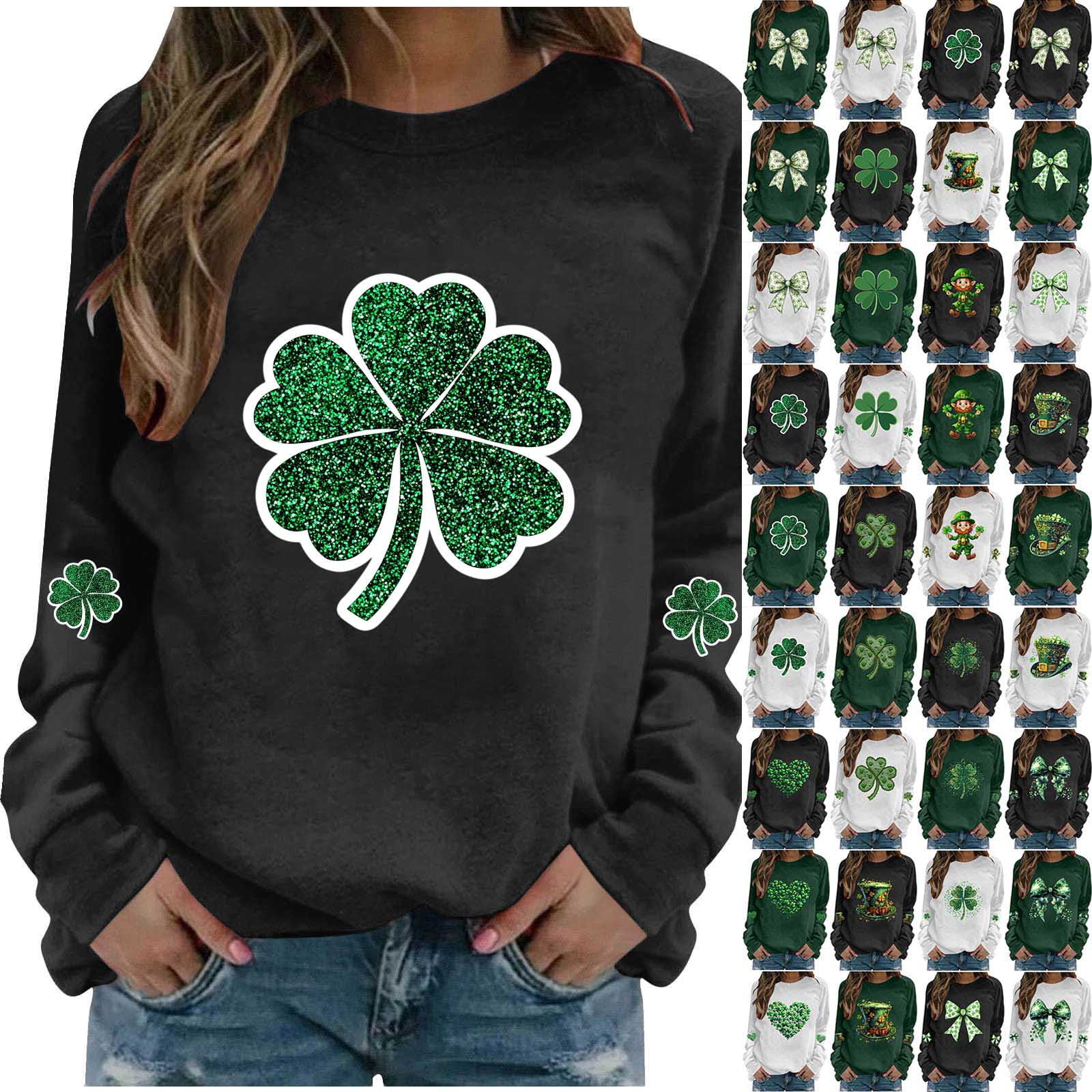 Frostluinai Womens Sweatshirts Happy St. Patrick's Day Long Sleeve ...