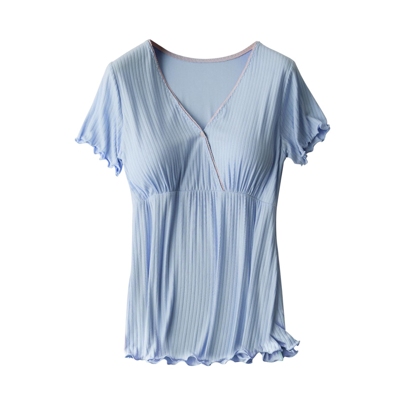 Frostluinai Womens V Neck Short Sleeve Nursing Tops Maternity