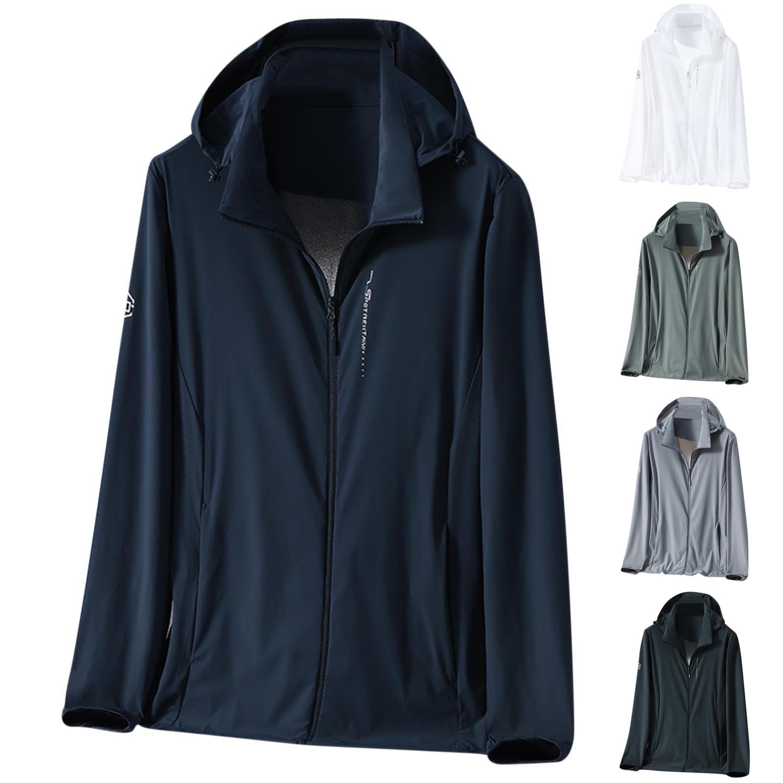 Frostluinai Zip Up UV Blocking Jacket for Men Long Sleeve Light Weight ...