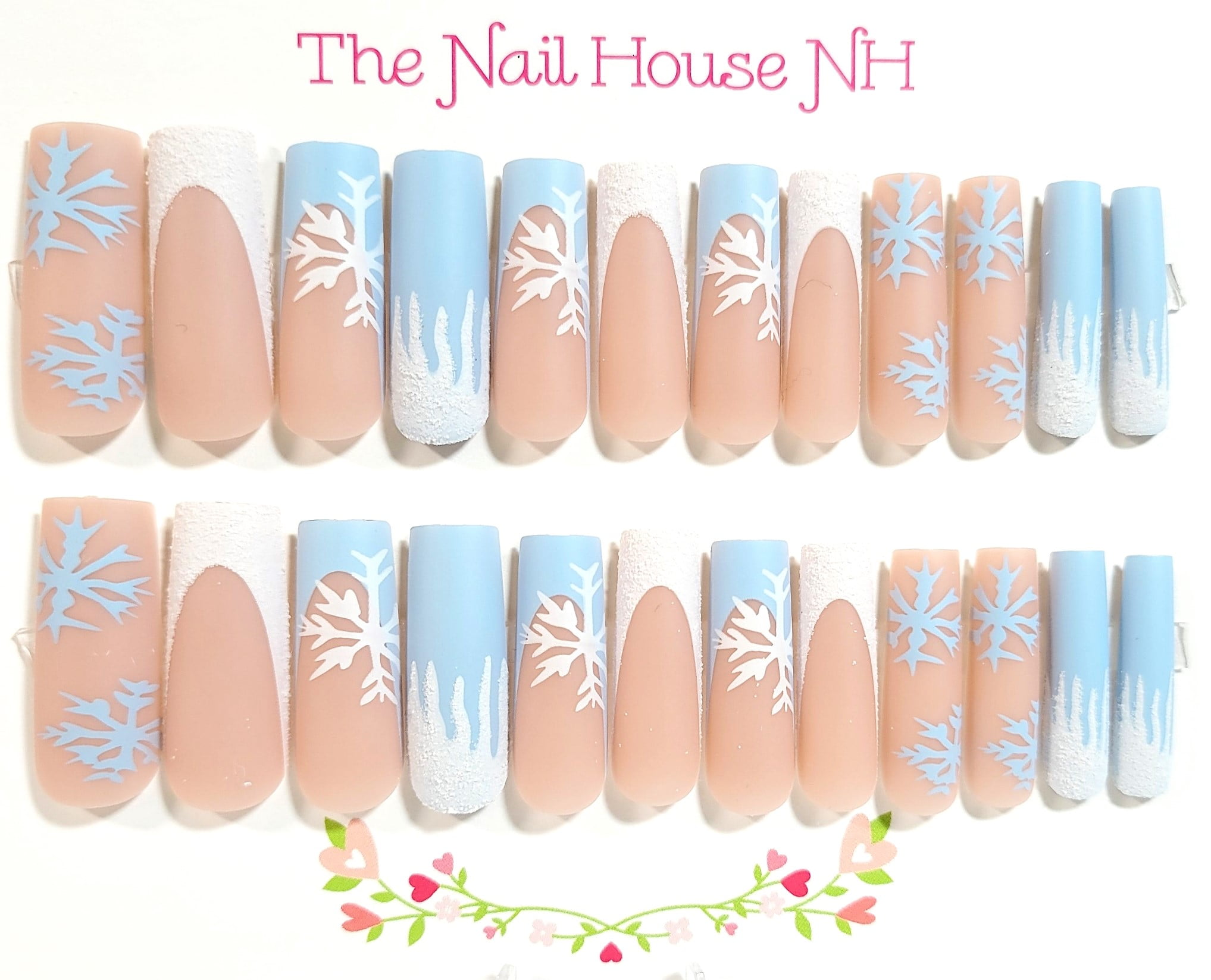 Frosty French Manicure Matte Long Square Press On Nails - 24 Pieces ...