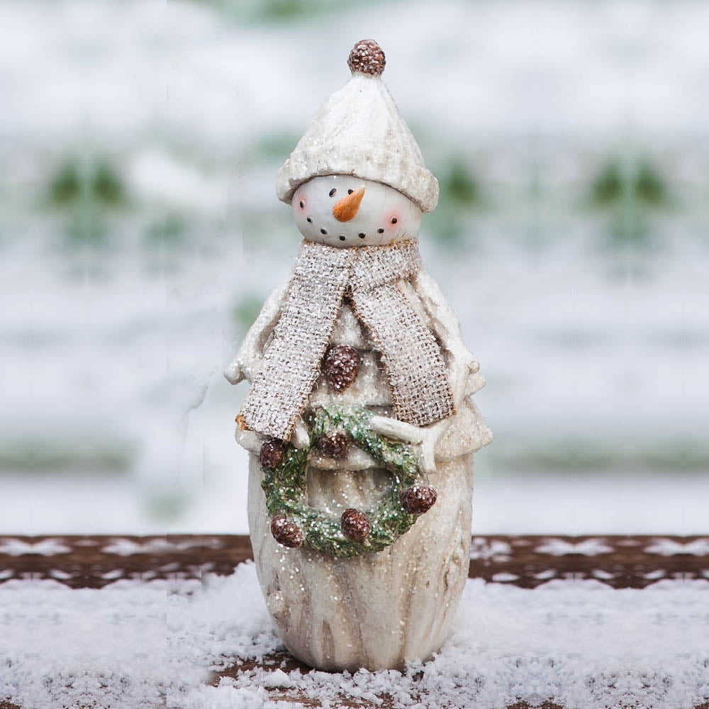 Frosty Holiday Snowman with Wreath Statue - Walmart.com