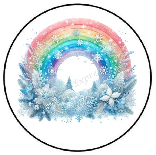 Frosty Snowflake Christmas Rainbow Stickers Party Favors Phone Decal ...
