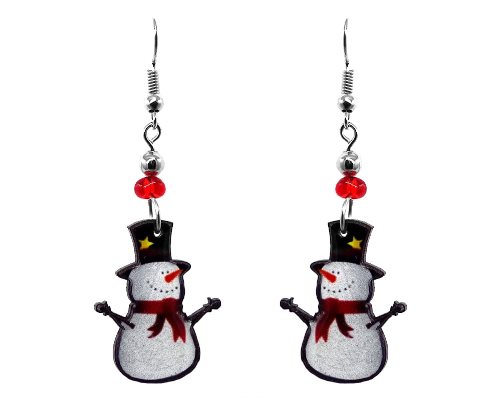 Frosty Snowman Christmas Themed Graphic Dangle Earrings - Womens ...