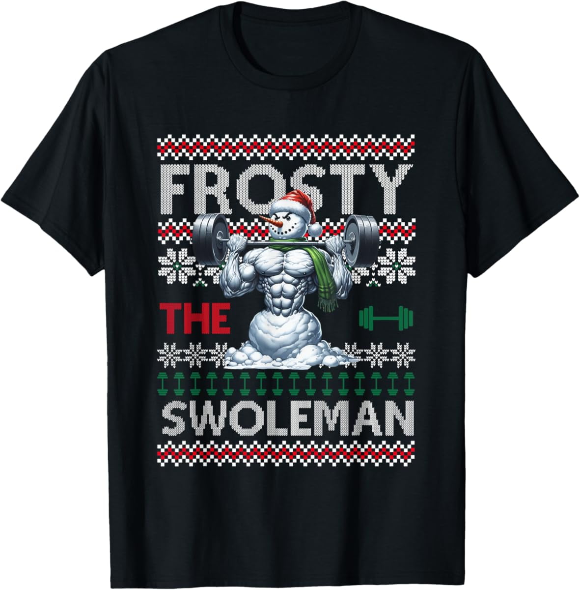 Frosty The Swoleman Muscle Snowman Weightlifting Gym T-Shirt - Walmart.com