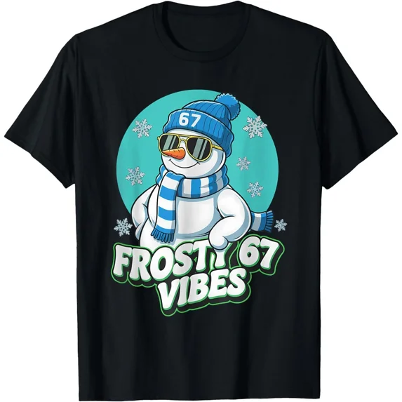 Frosty Vibes Snowman Six Seven Winter Meme Unisex T-Shirt, up to size ...