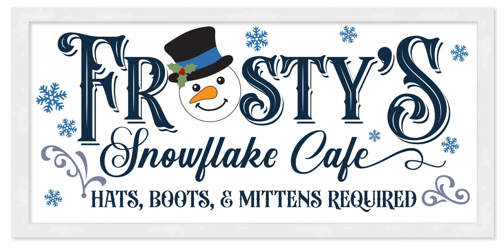 Frosty's Snowflake Cafe 8.5" x 17.5" Framed Christmas Wall Decor Art ...