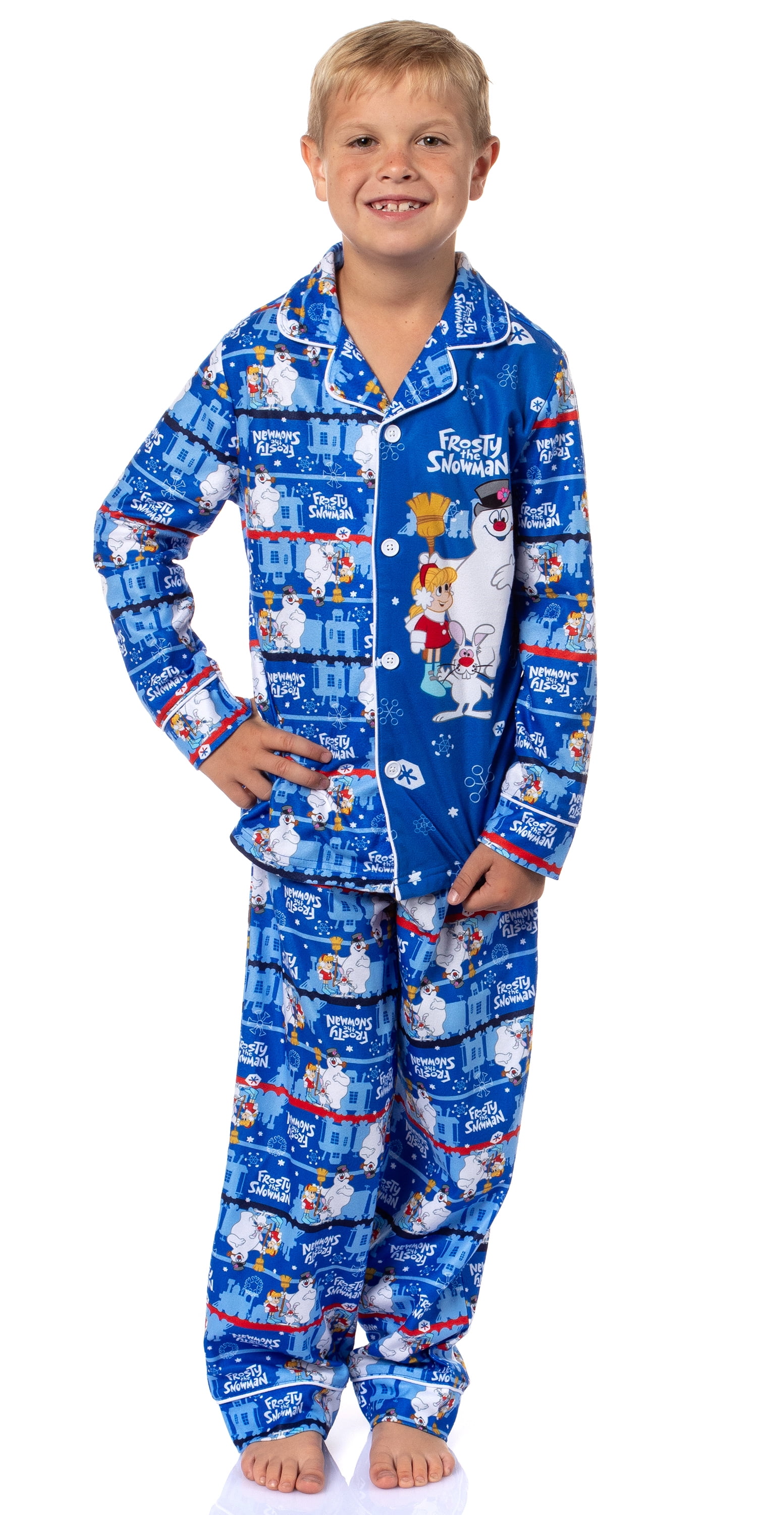 Frosty the Snowman Boy's Christmas Sleep Collared Button Down Long ...