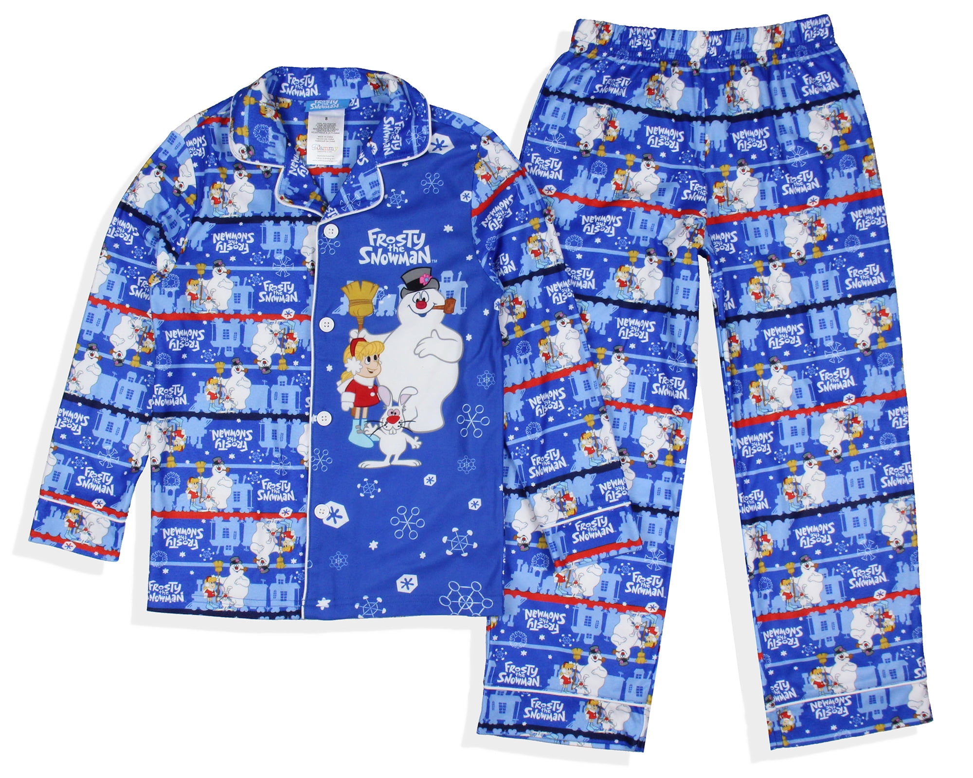 Frosty the Snowman Boy's Christmas Sleep Collared Button Down Long ...