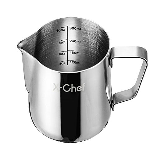 Frothing Pitcher, X-Chef Stainless Steel Milk Pitcher 10 oz - Walmart.com