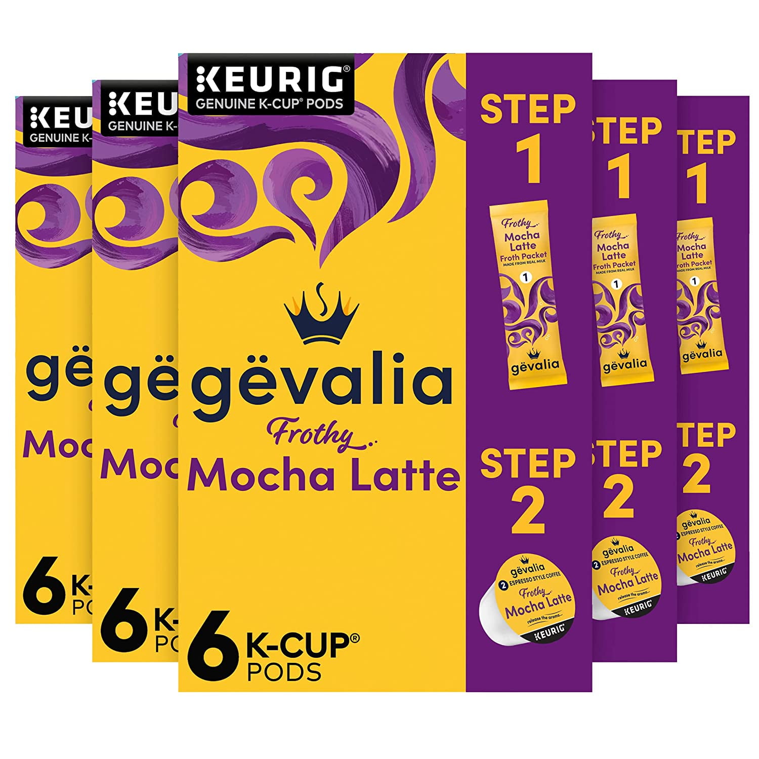 Frothy 2-Step Mocha Latte Espresso K-Cup Coffee Pods & Froth Packets ...