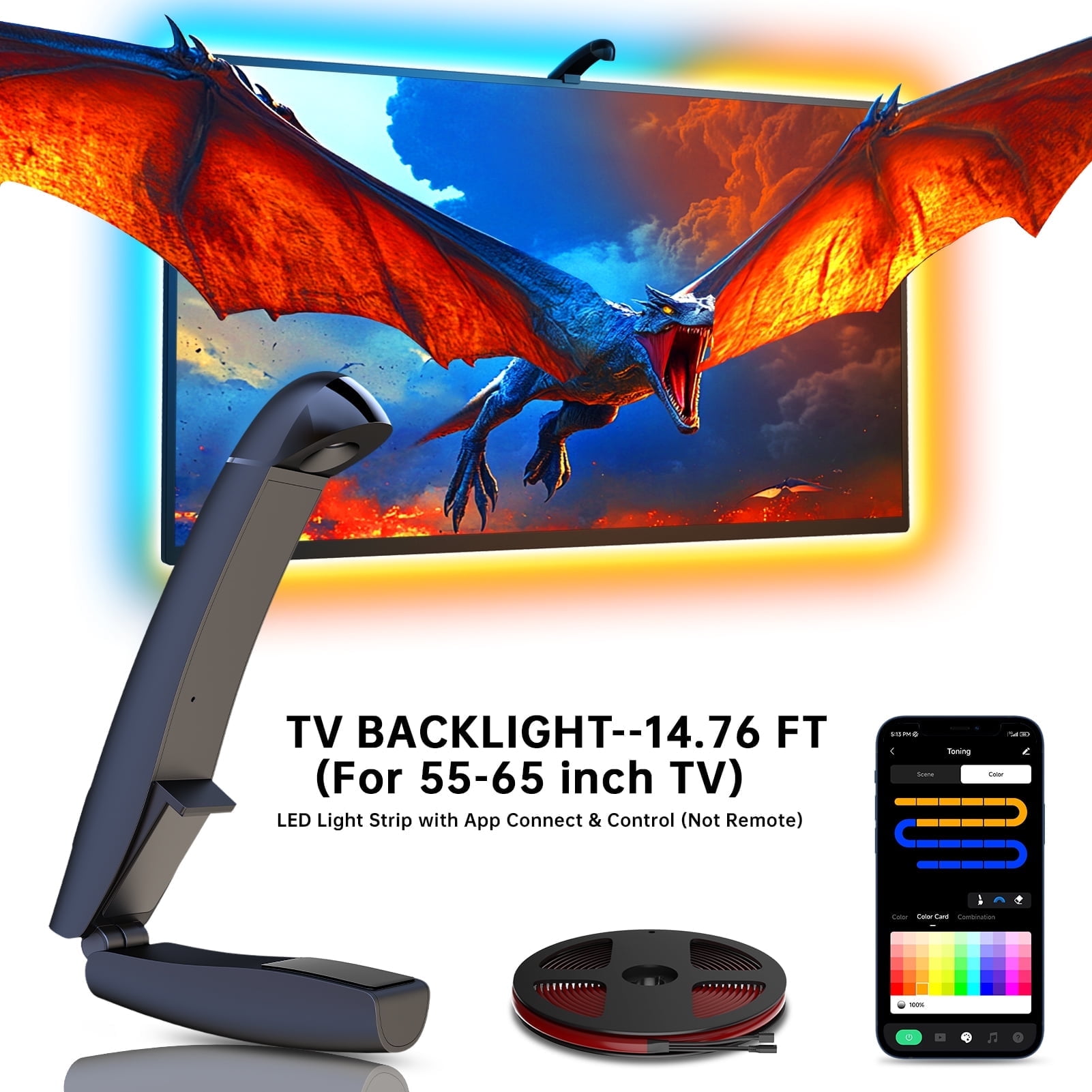 Froura TV LED Backlight,14.76Ft Cuttable Rgb LED Strip for 55-65 inch ...