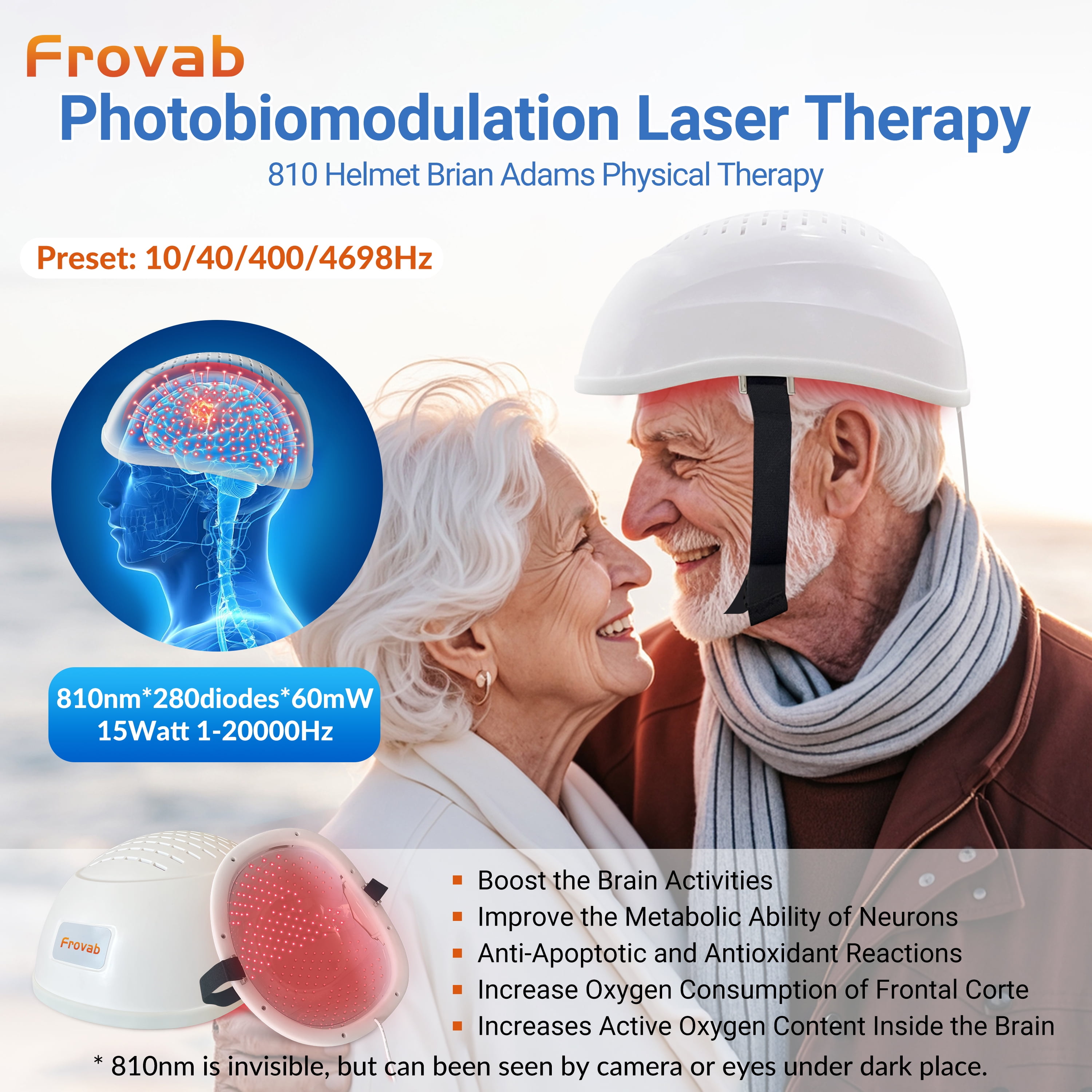 Frovab 15W 810nm Near-Infrared Light Brain Healing Helmet for Emotional ...