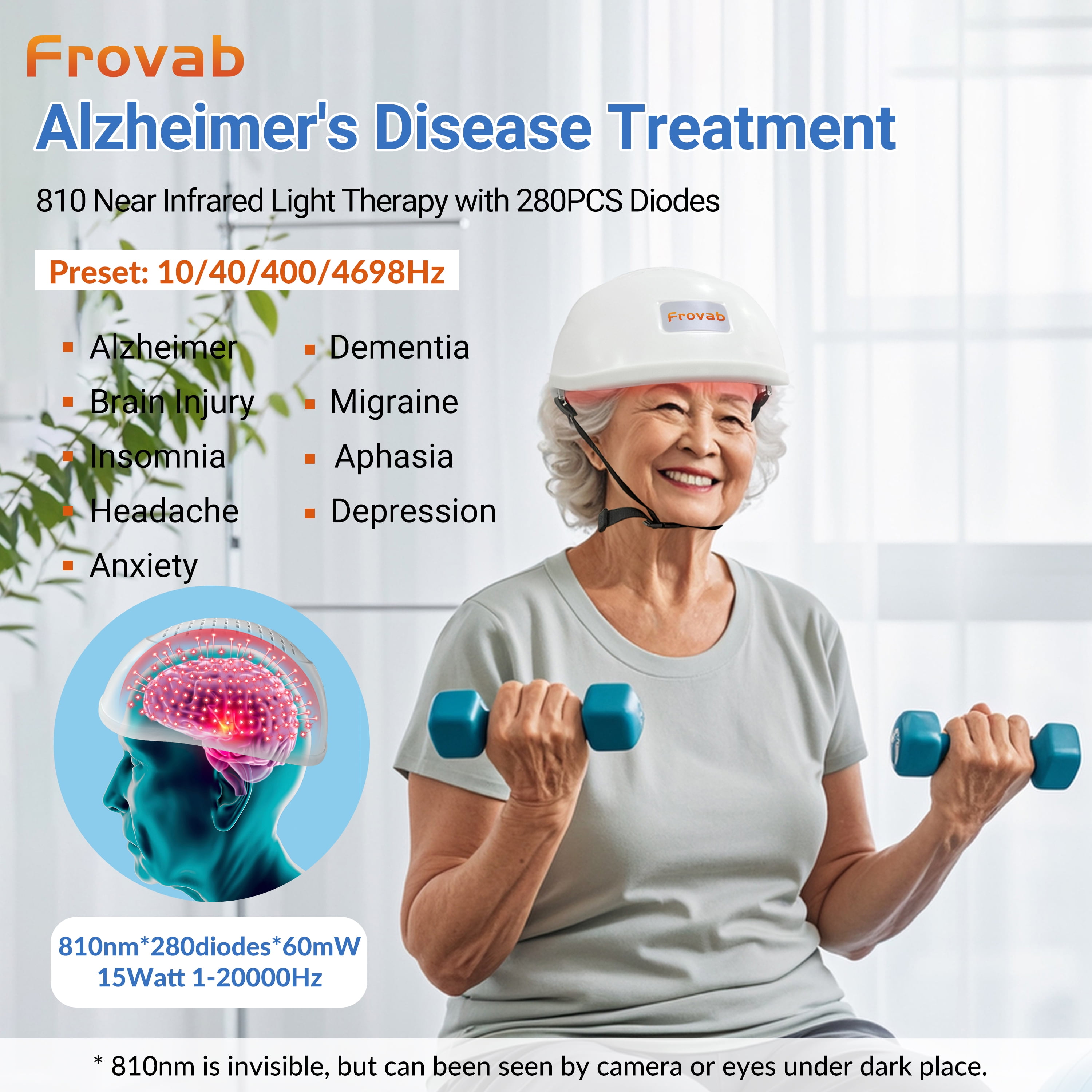 Frovab 15W 810nm Near-Infrared Light Brain Stimulation Device for ...