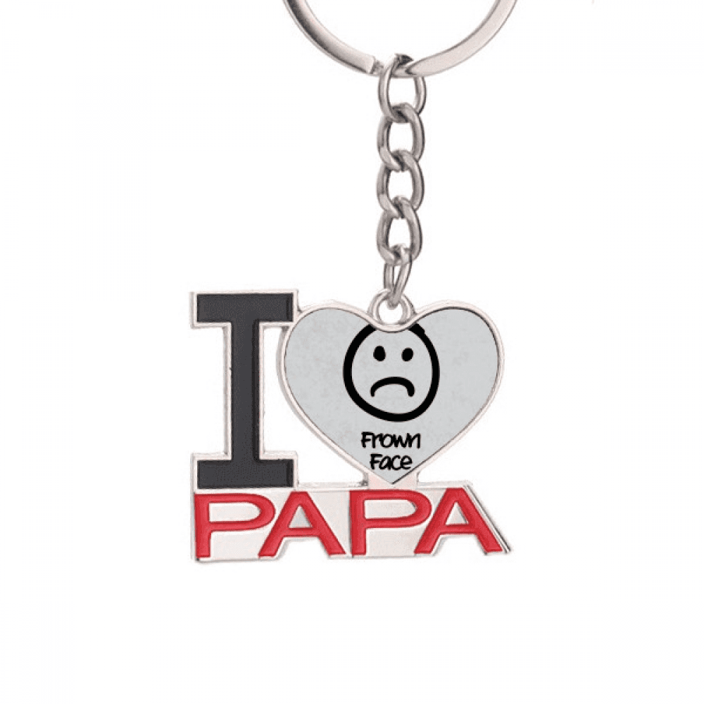Frown Sad Cute Chat Face Cartoon Keychain Metal Keyring Holder Love ...