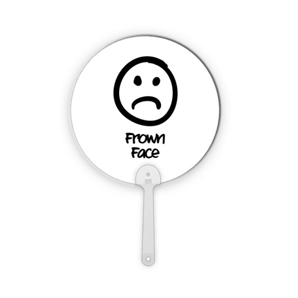 Frown Sad Cute Chat Face Cartoon Plastic Round Handheld Fan Decorations ...