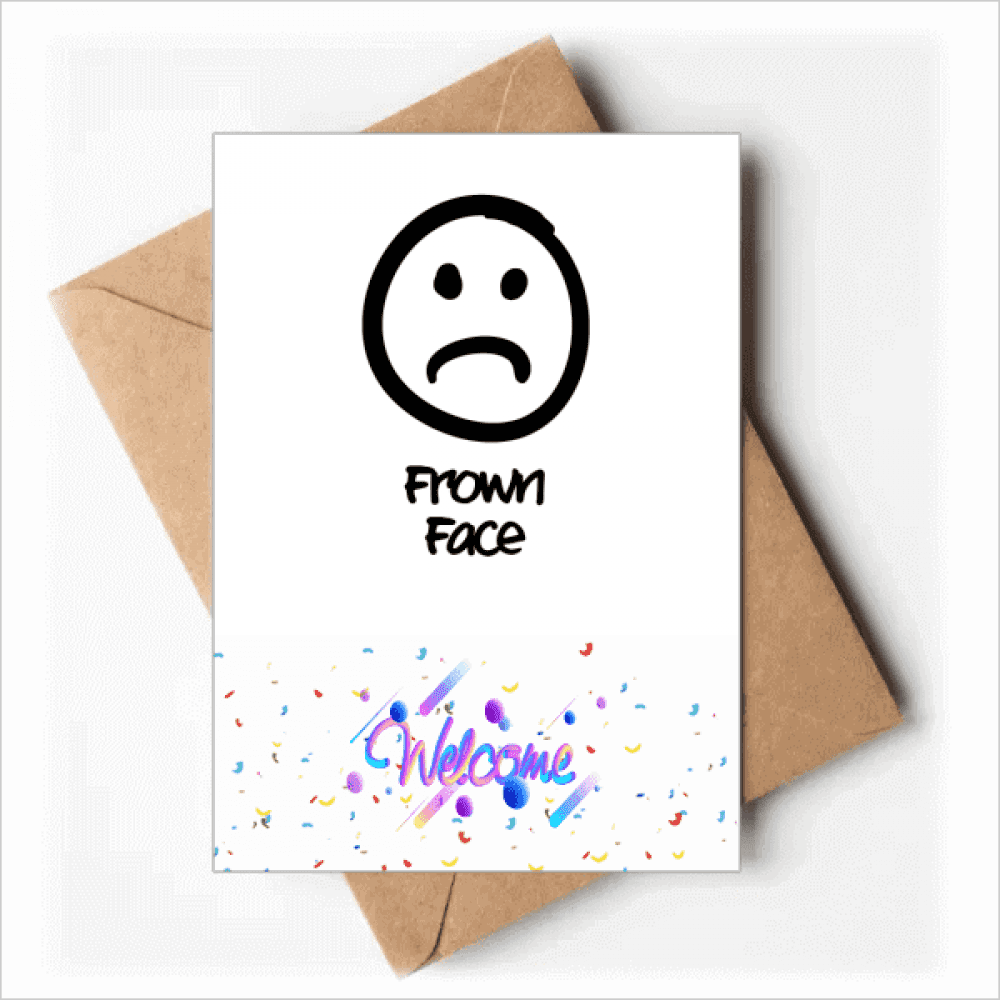 Frown Sad Cute Chat Face Cartoon Welcome Back Greeting Cards Envelopes ...