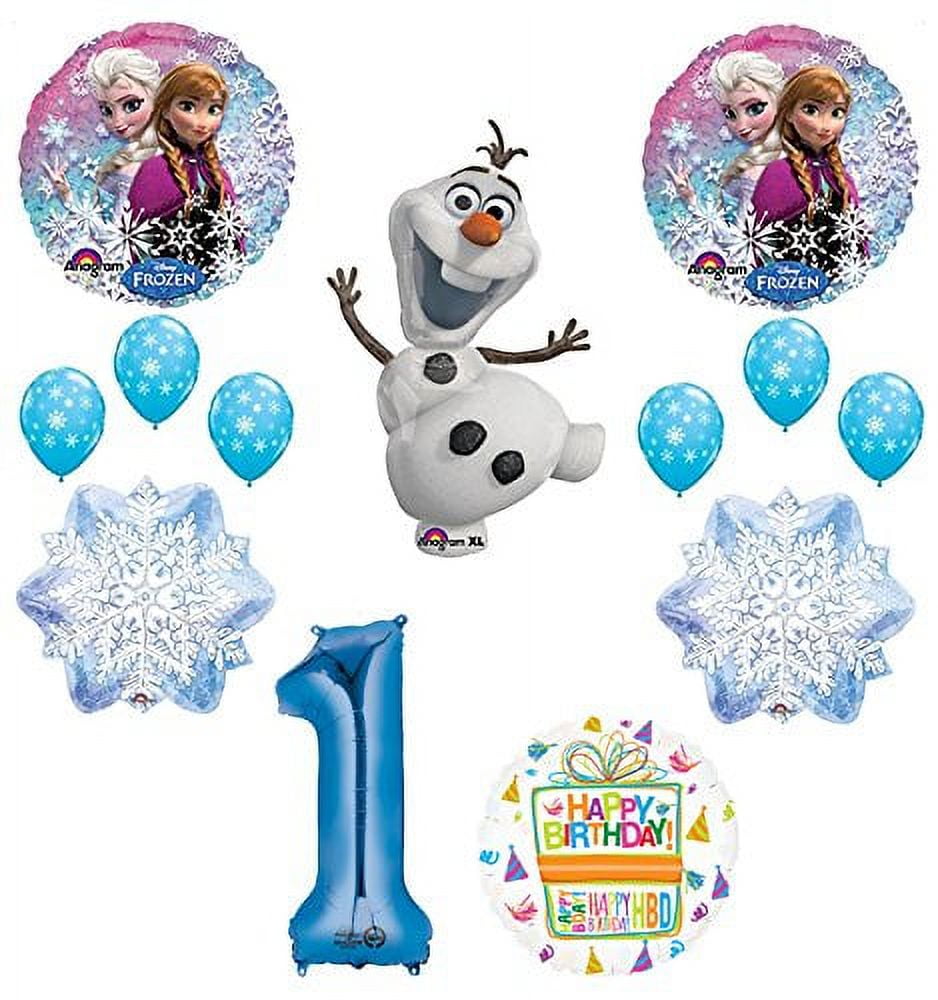 Frozen 1st Birthday Party Supplies Olaf, Elsa and Anna Balloon Bouquet ...
