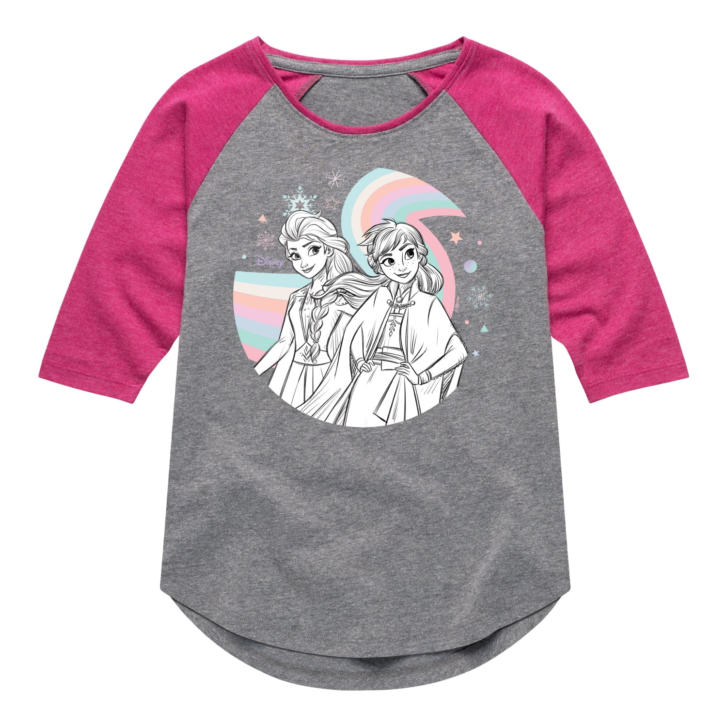 Frozen 2 - Anna Elsa Rainbow - Toddler And Youth Girls Raglan Graphic T ...