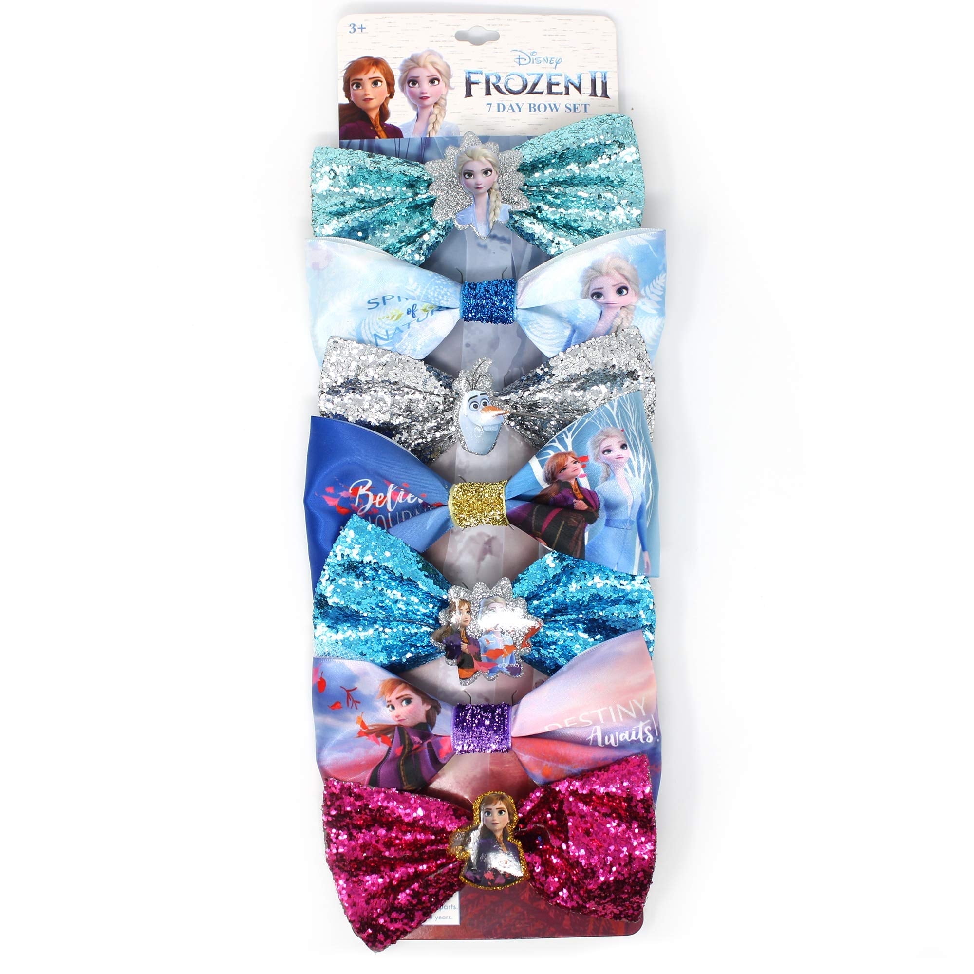 LUV HER Frozen 2 Girls Bow Bundle, 7 Piece Princess Hair Bows, Ages 3 ...