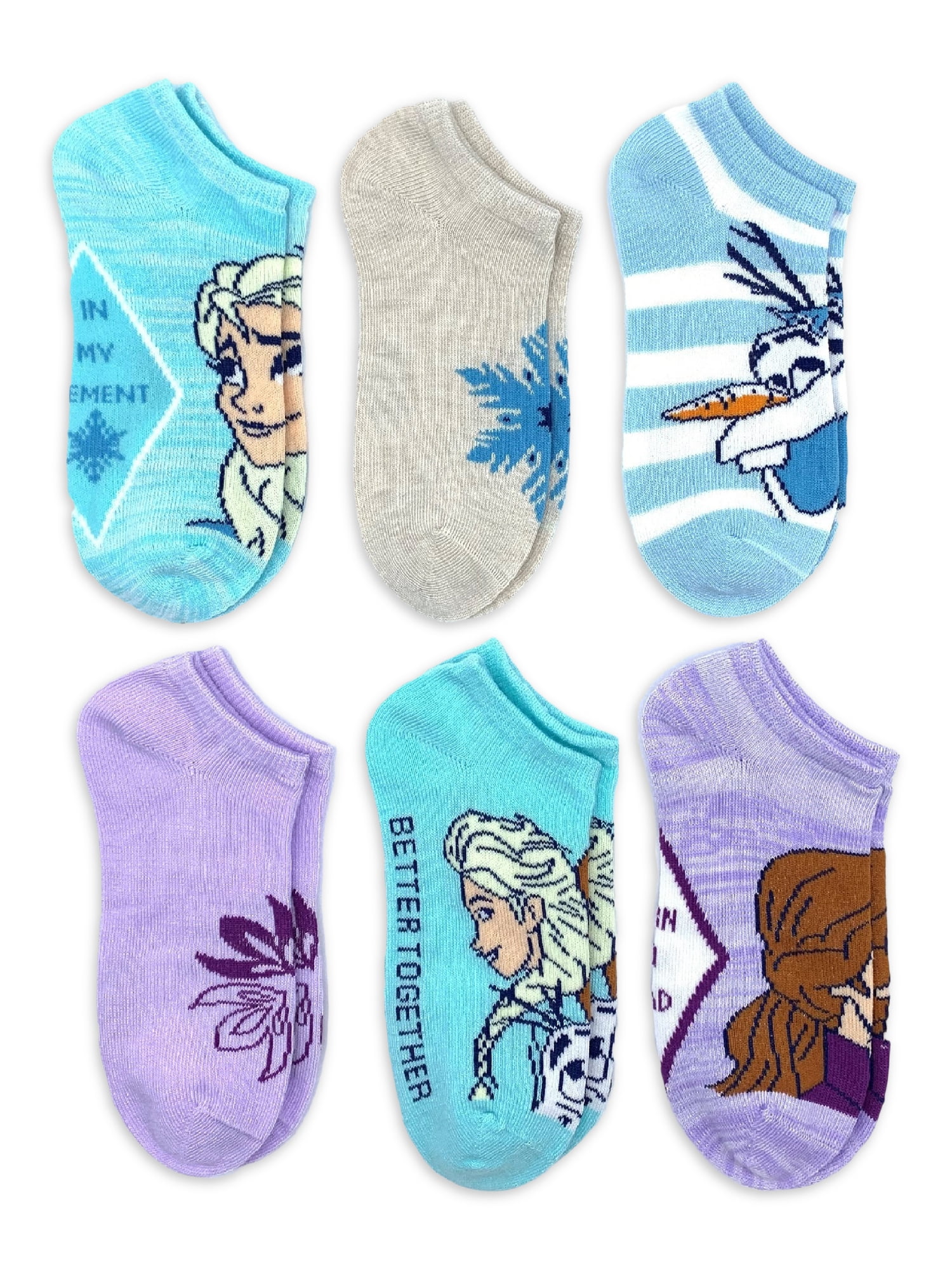 Frozen 2, Girls No-Show Socks, 6-Pack, Sizes S-L - Walmart.com
