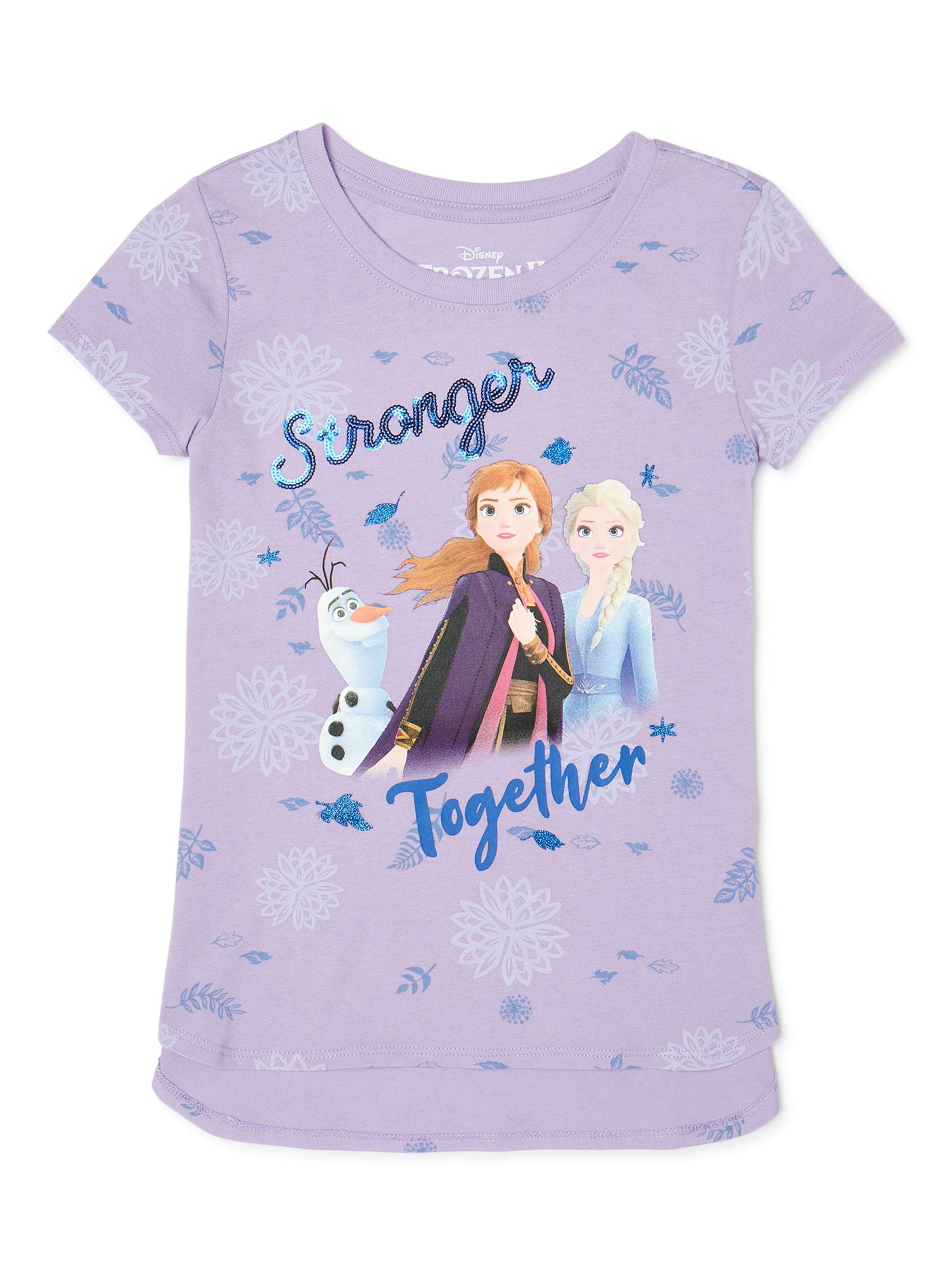 Frozen 2 Girls Short Sleeve Graphic Tee - Walmart.com