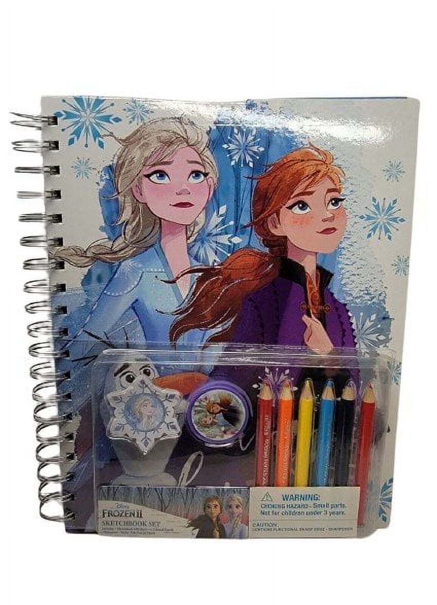 Frozen 2 Sketchbook Set. 100 Sheets -6 Colored Pencils- 20 Sheet Sticky ...