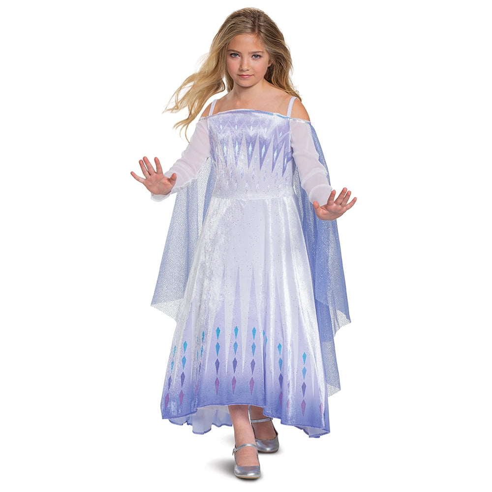 Frozen 2 Snow Queen Elsa Fancy-Dress Costume for Girls with Glitter ...