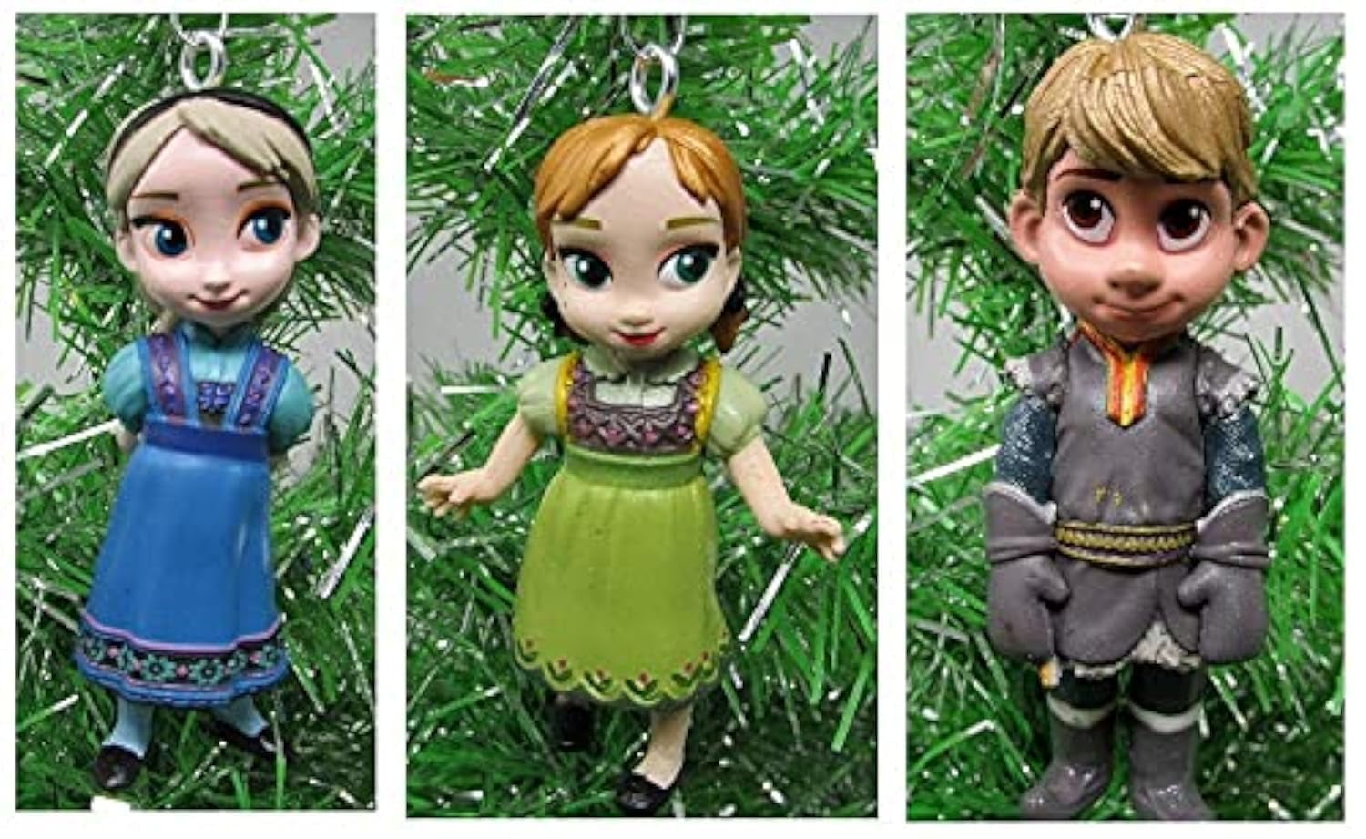 Frozen 3 Piece Christmas YPF5 Ornament Set with Princess Elsa, Anna and ...