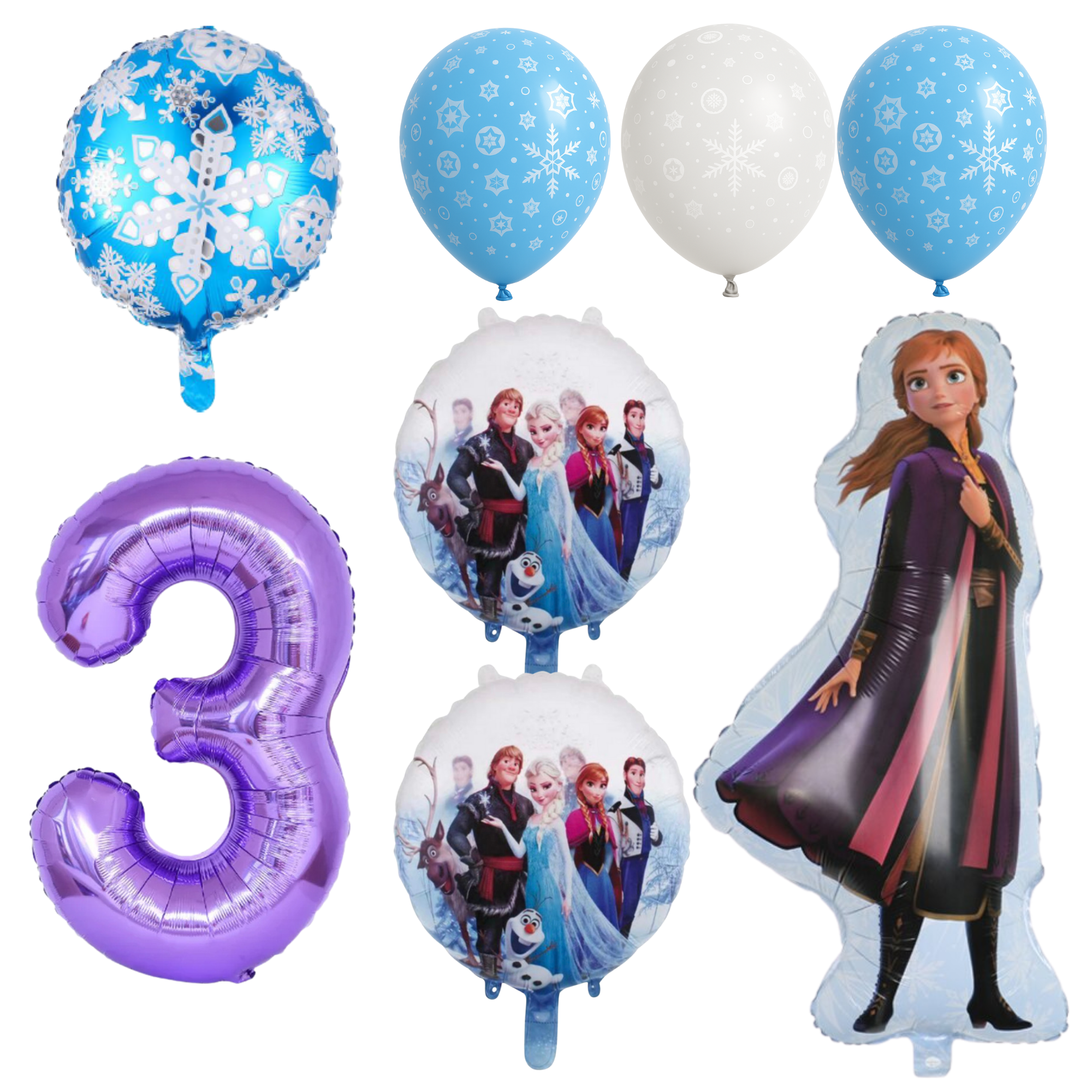 Frozen 3rd Birthday Party Balloons Set Anna Elsa Olaf Purple Blue ...