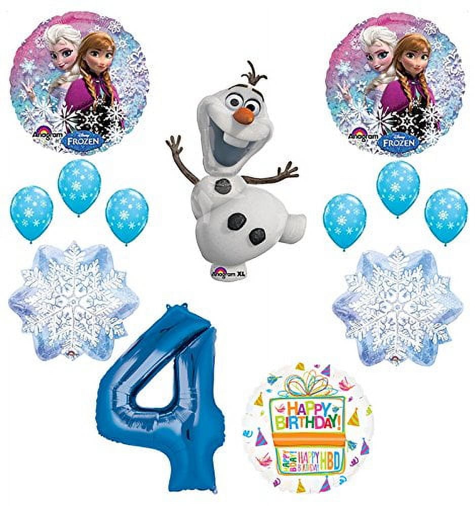 Frozen 4th Birthday Party Supplies Olaf, Elsa and Anna Balloon Bouquet ...