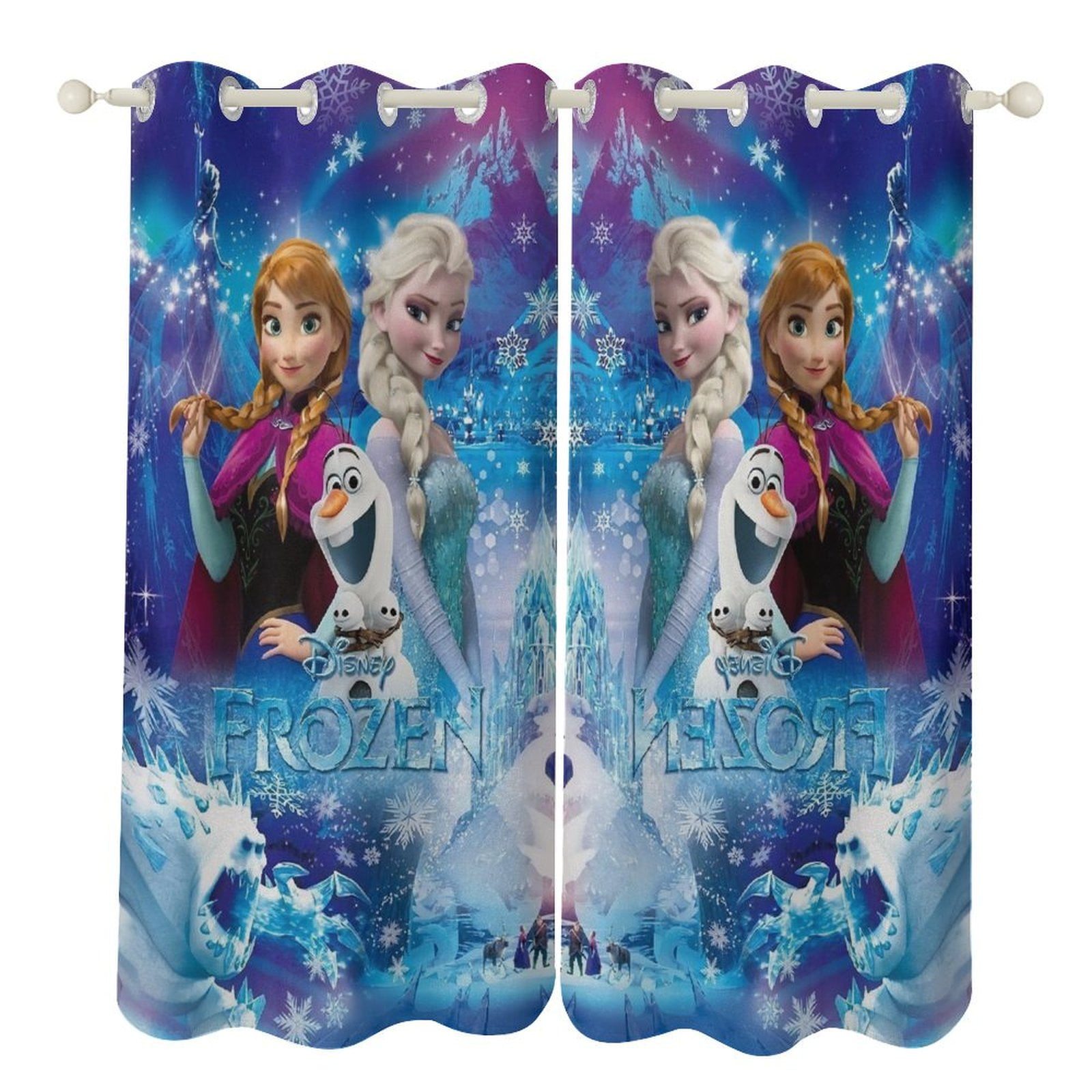 Frozen Anna And Elsa Snowflakes Curtains 84 inch,2 Panels Set,100% ...