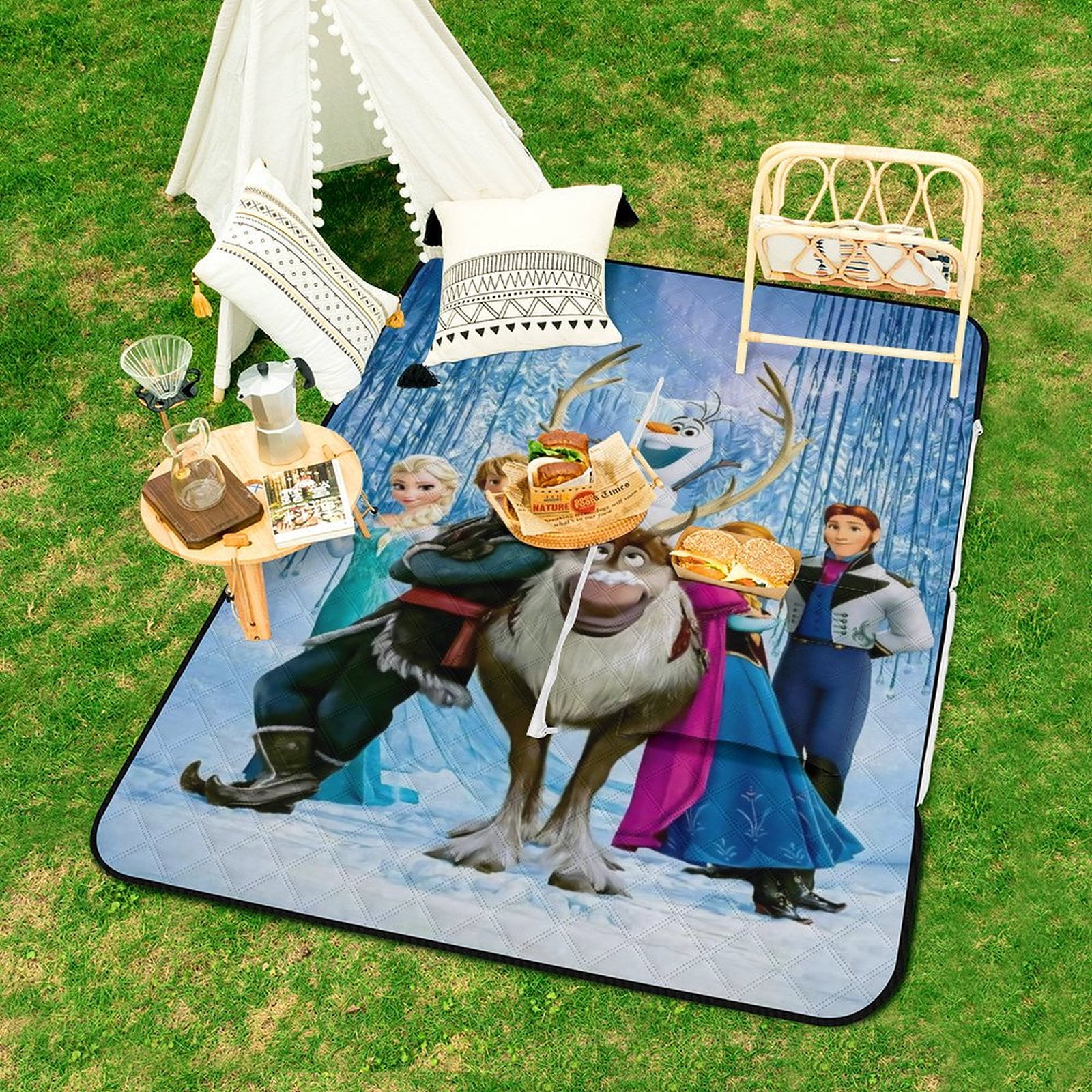 Frozen Anna & Elsa Always Up For Adventure Group Picnic Blanket ...