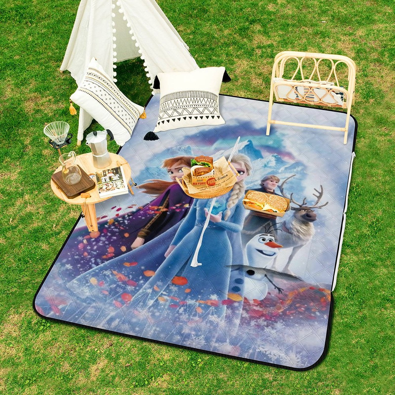 Frozen Anna & Elsa Always Up For Adventure Group Picnic Blanket Outdoor ...