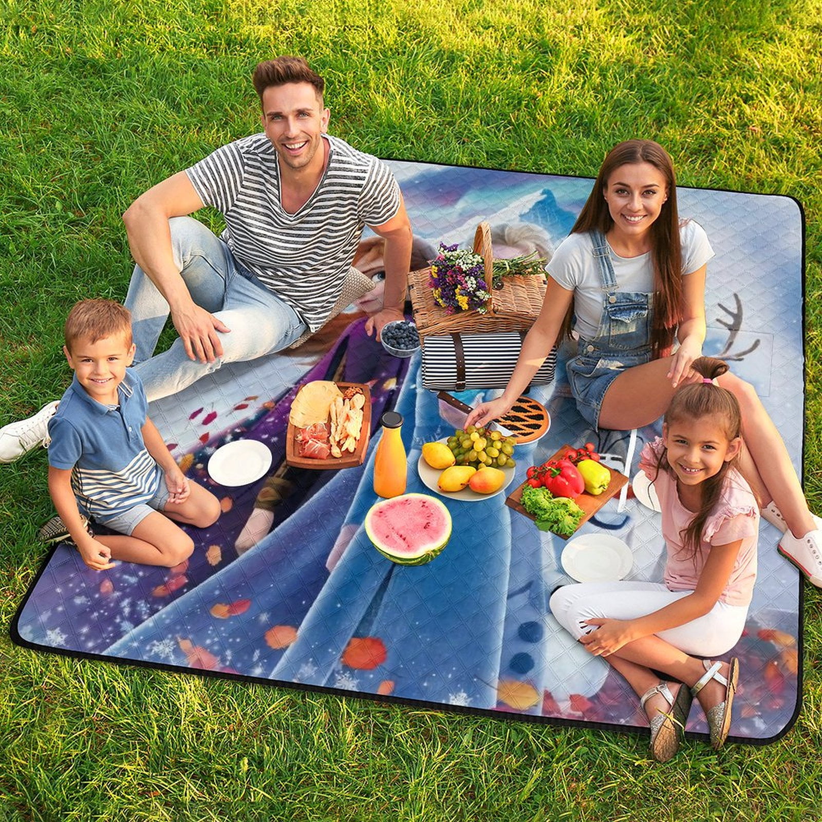 Frozen Anna & Elsa Always Up For Adventure Group Picnic Blanket Outdoor ...