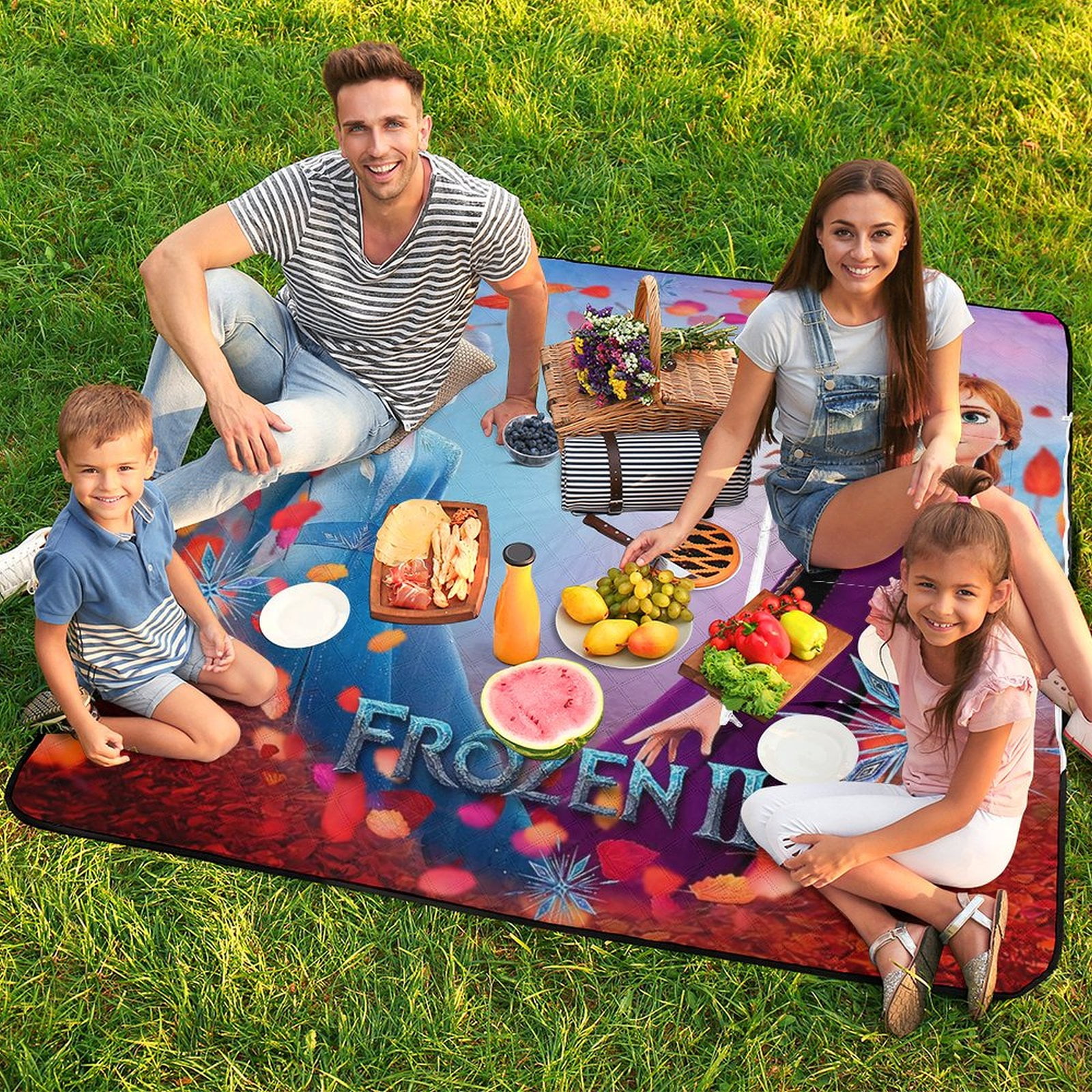Frozen Anna & Elsa Extra Large Picnic Blanket Waterproof,59"x 59 ...