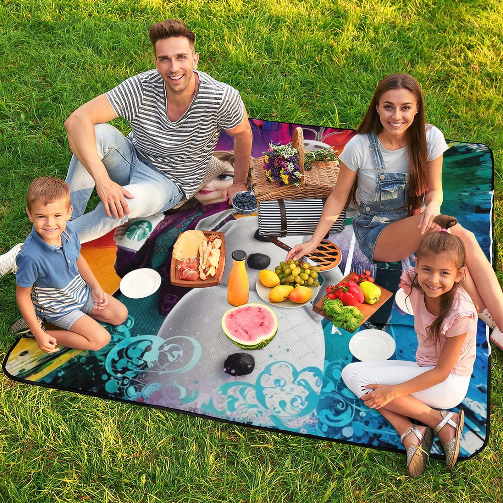 Frozen Anna And Elsa Olaf Picnic Blankets Extra Large - Beach Blanket ...