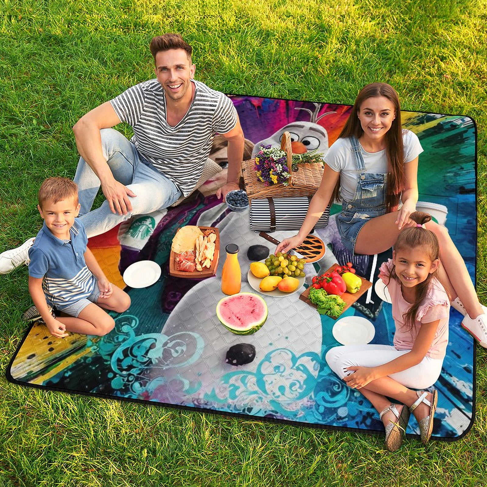 Frozen Anna And Elsa Olaf Picnic Blankets Extra Large - Beach Blanket ...