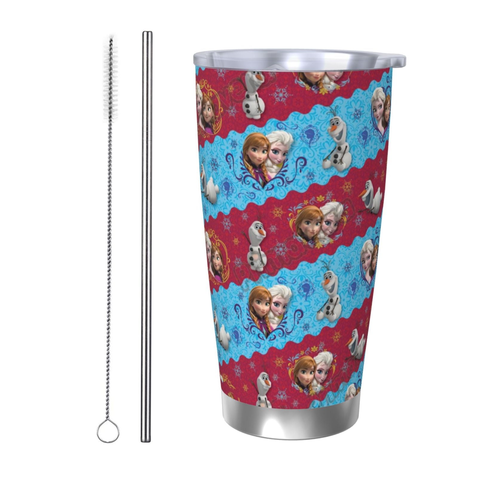 Frozen Anna And Elsa Snowflakes Olaf Kids Water Bottle with Straw Lid,Insulated Stainless Steel ...