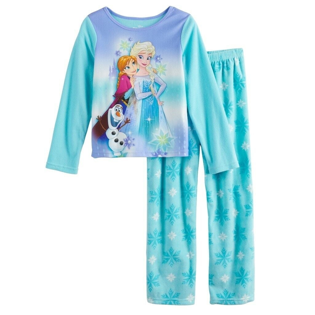 Frozen Anna, Elsa and Olaf Fleece Girl's Pajama Set, Size 8 - Walmart.com