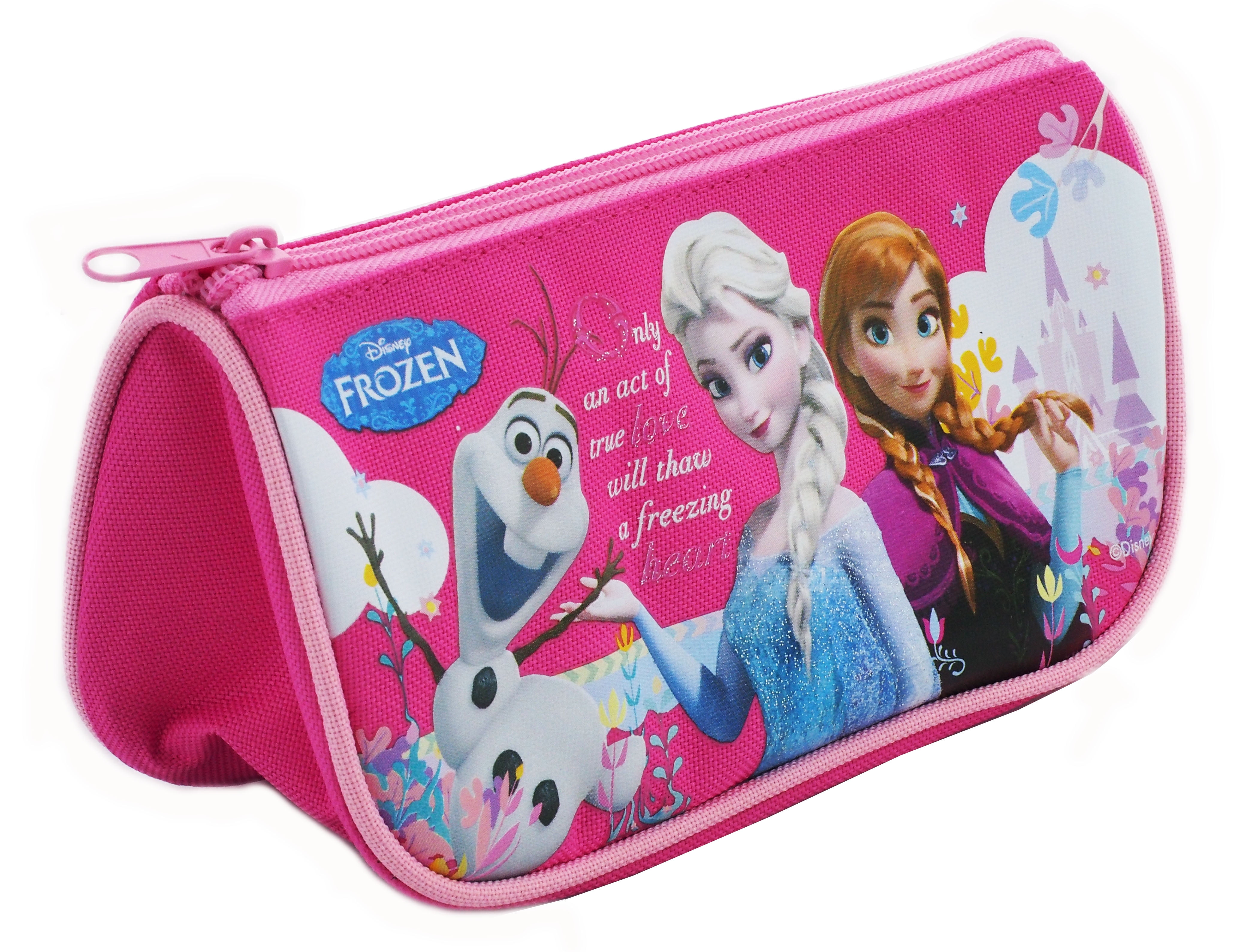 Frozen Anna Elsa and Olaf Multi Purpose Triangle Style Pink Pencil Case ...