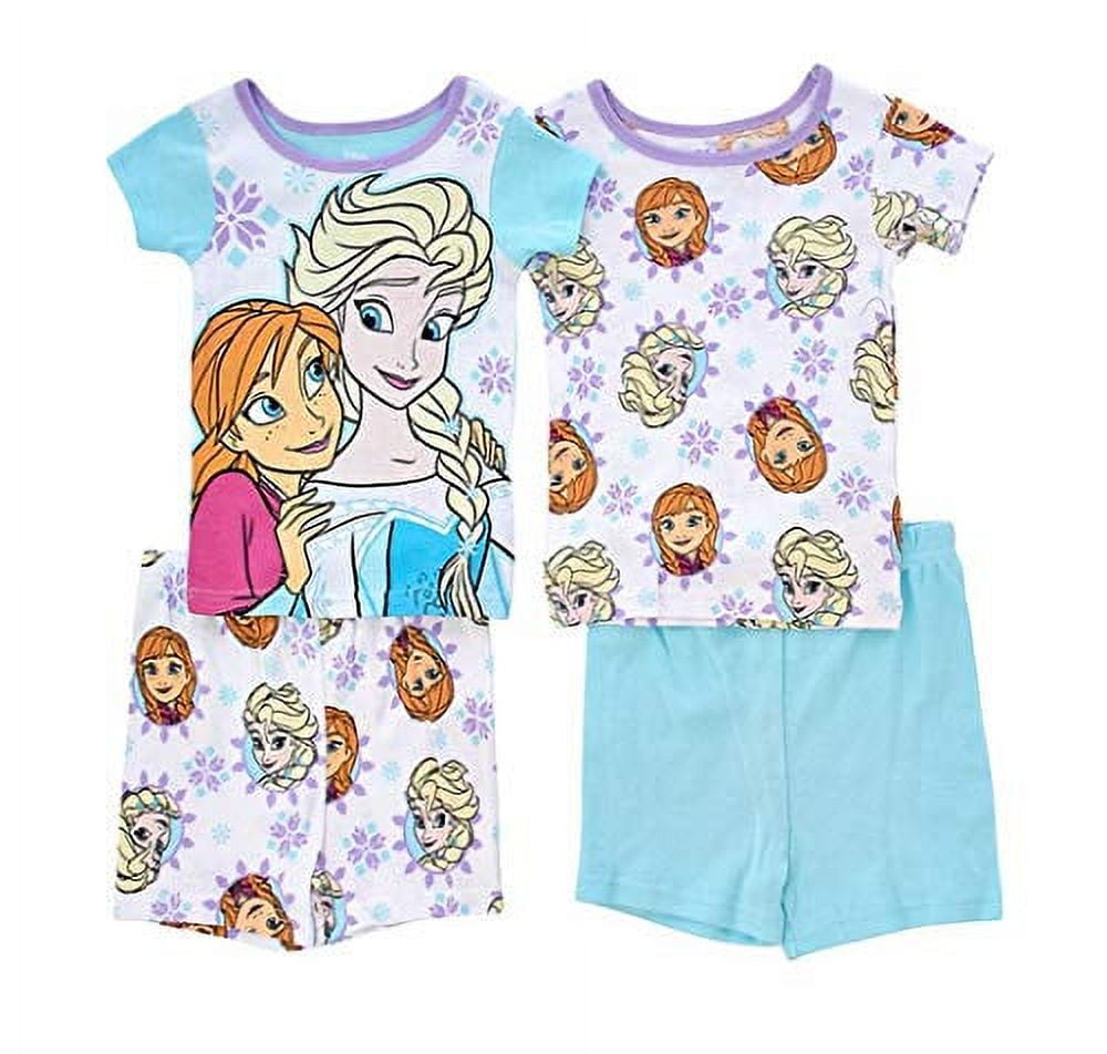 Frozen Anna and Elsa 4-Piece Cotton Pajama Shorts Set, Size 4 - Walmart.com