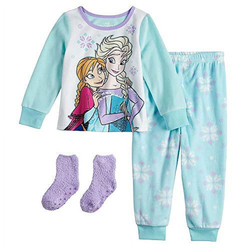Frozen Anna and Elsa Toddler Girl's Microfleece Pajama and Sock Set ...