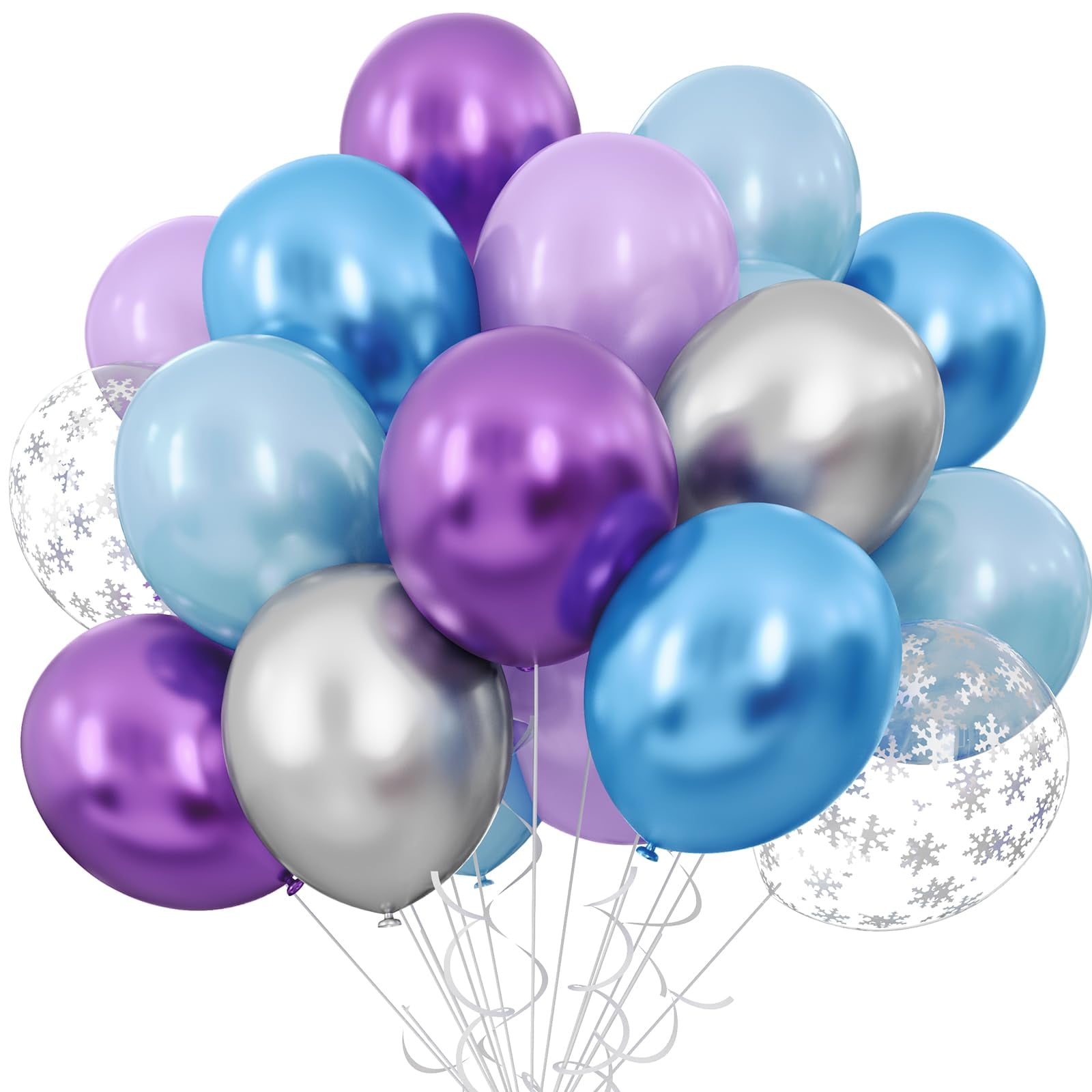 Frozen Balloons, 50pcs 12 inch Purple Blue H2FSDWhite Silver Balloons ...