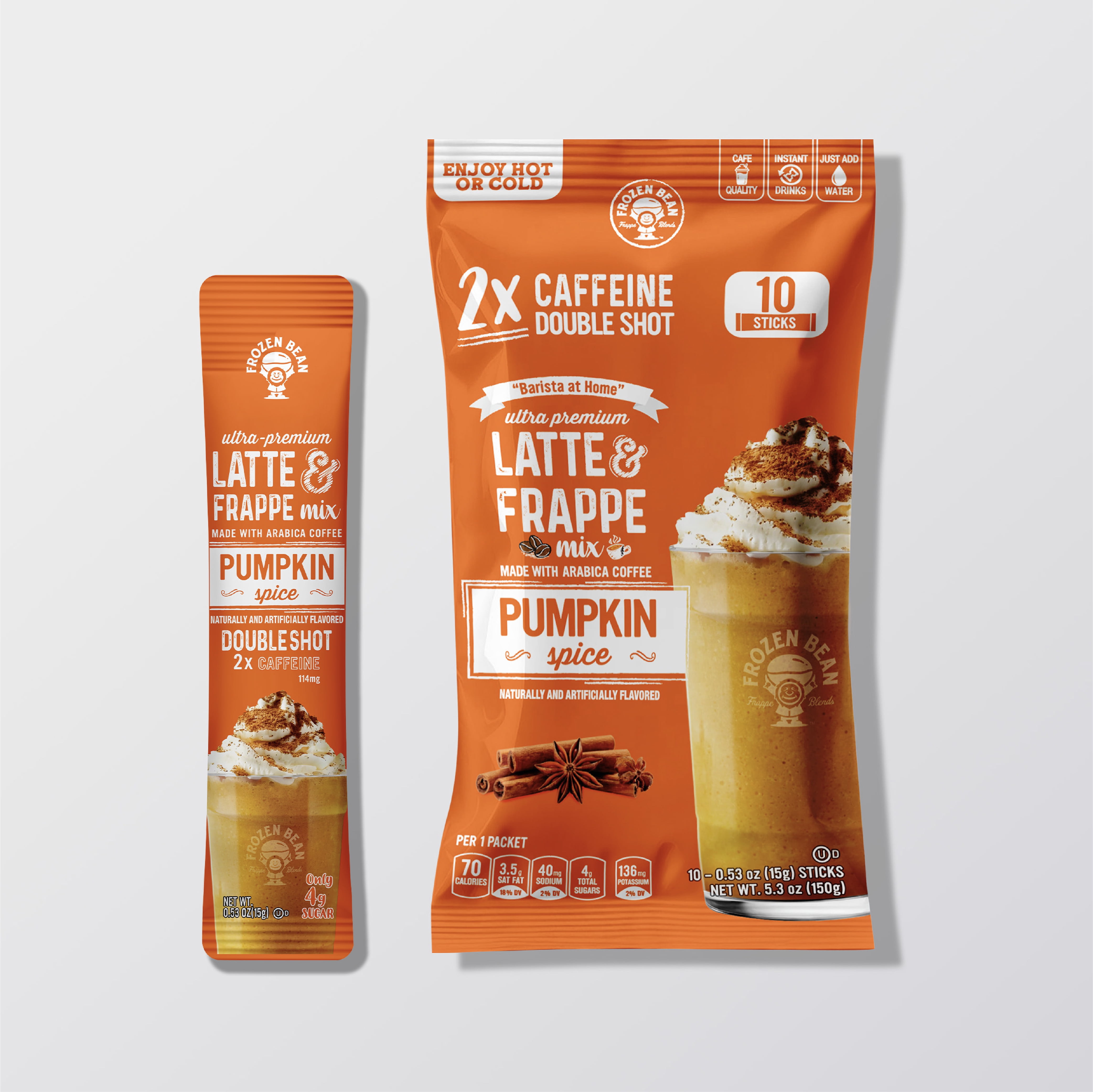 The Frozen Bean Pumpkin Spice Latte & Frappe Instant Coffee Mix, 100% ...
