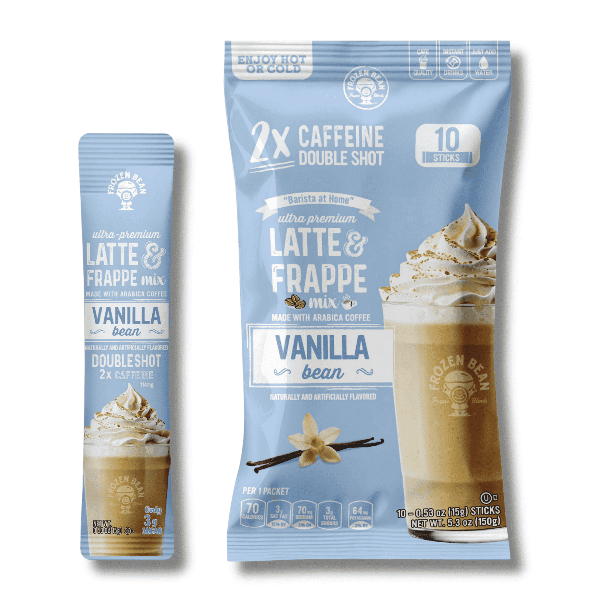Latte & Frappe Instant Coffee Mix (10-Pack) Vanilla Bean - Made with ...