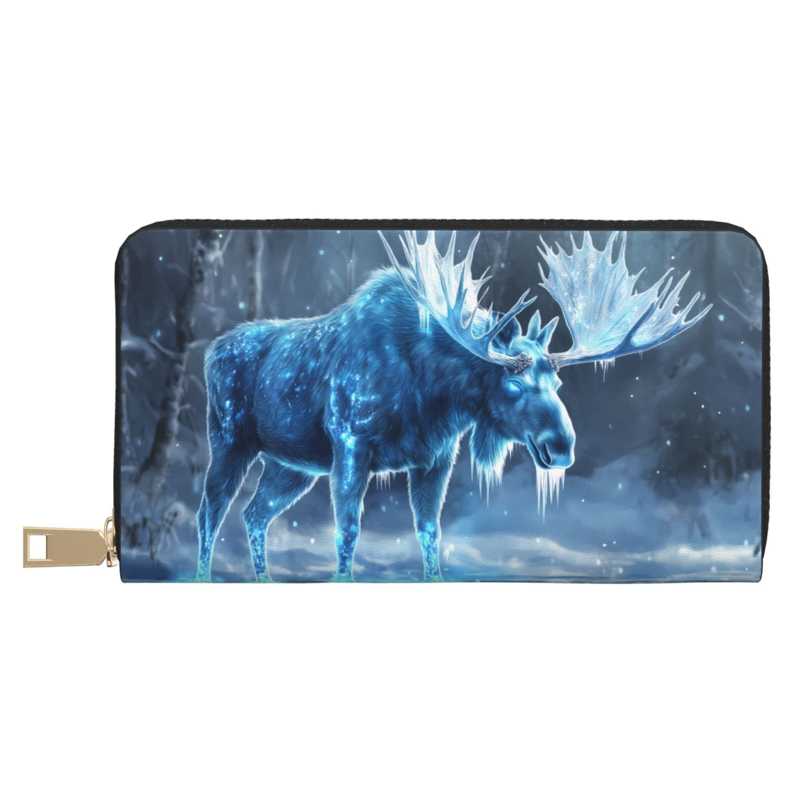 Frozen Blue Mystic Moose Wallet Women, Leather Bifold Multi Card Wallet ...