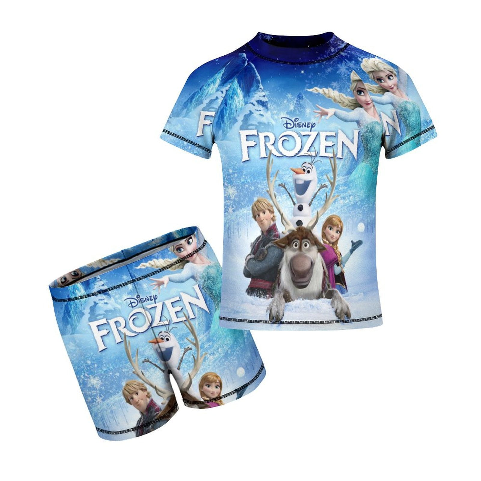 Frozen Boys Rash Guard Set 2 Piece Swimsuits Short Sleeve Bathing Suits ...