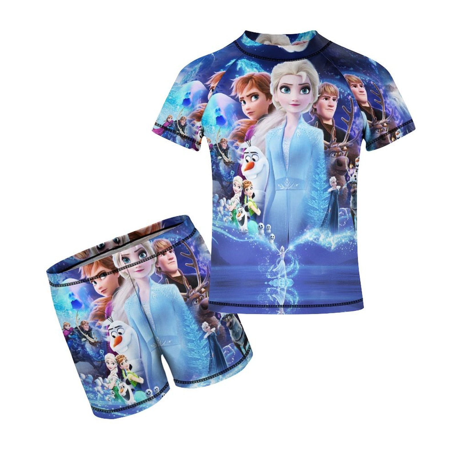 Frozen Boys Rash Guard Set 2 Piece Swimsuits Short Sleeve Bathing Suits ...