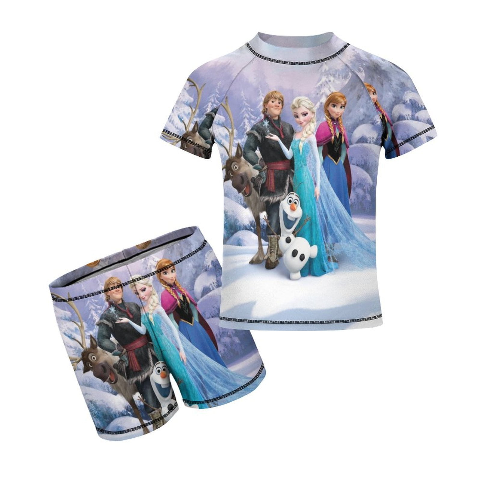Frozen Boys Two Piece Swimsuit Kids Swimwear Set Short Sleeve Bathing ...